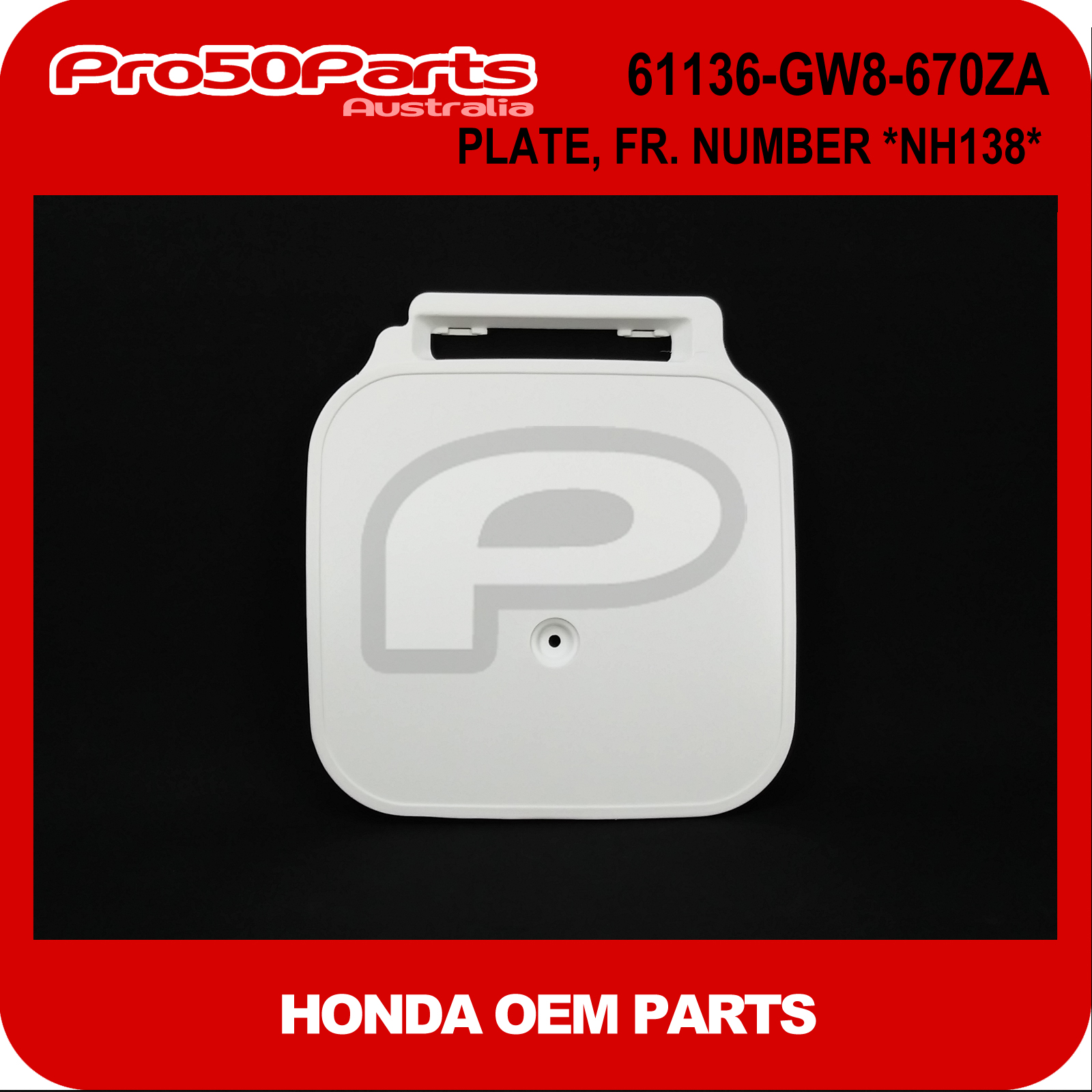 (Honda OEM) Z50R - Plate, Front Number *NH138* (Shasta White) (1988, 91-99)