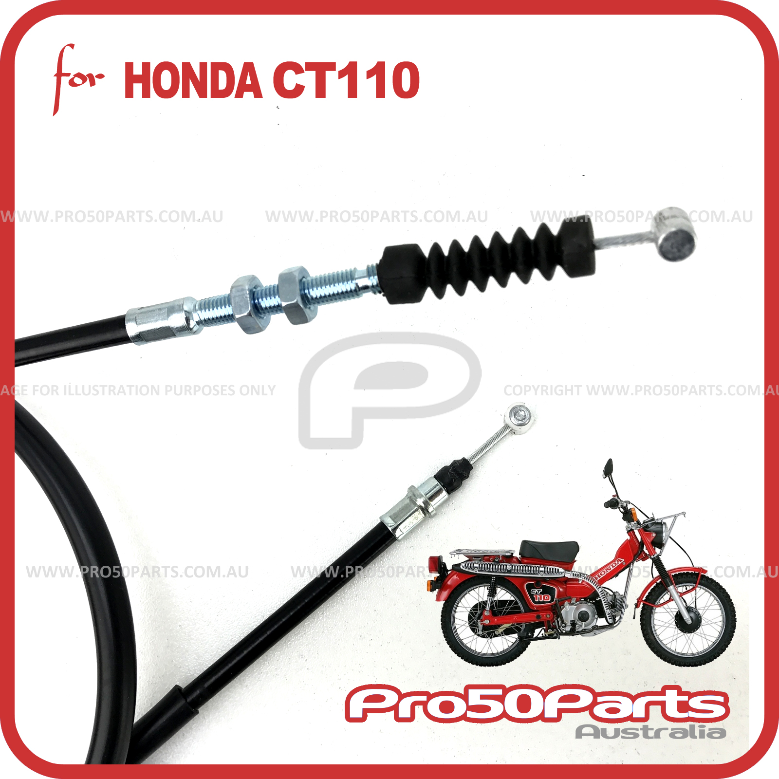 Reproduction Honda CT110 Front Brake Cable, CT110 Postie Bike 1980-2009