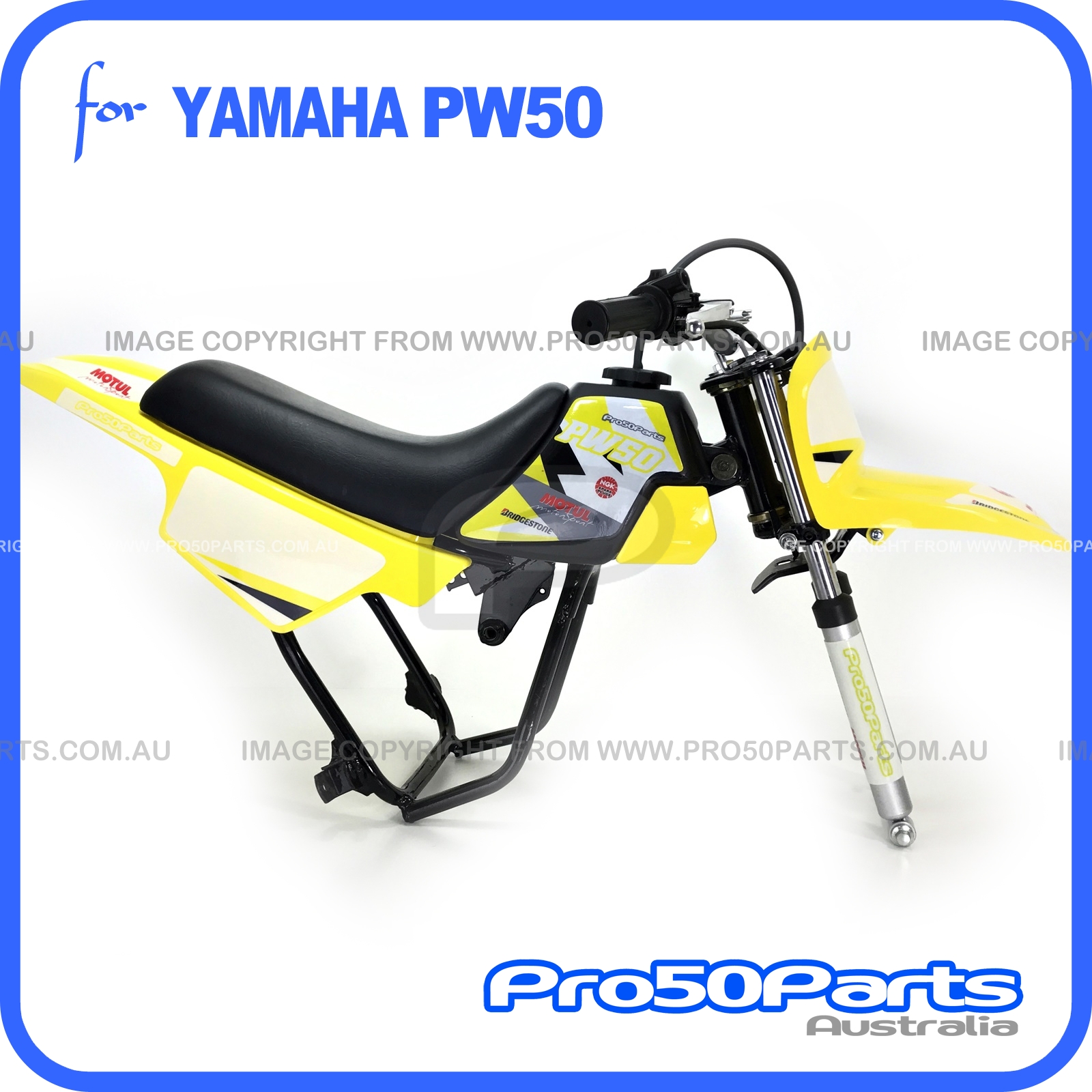 Yamaha PW50 - Sticker Decal Graphics Set A (Yellow), Pro50parts Style