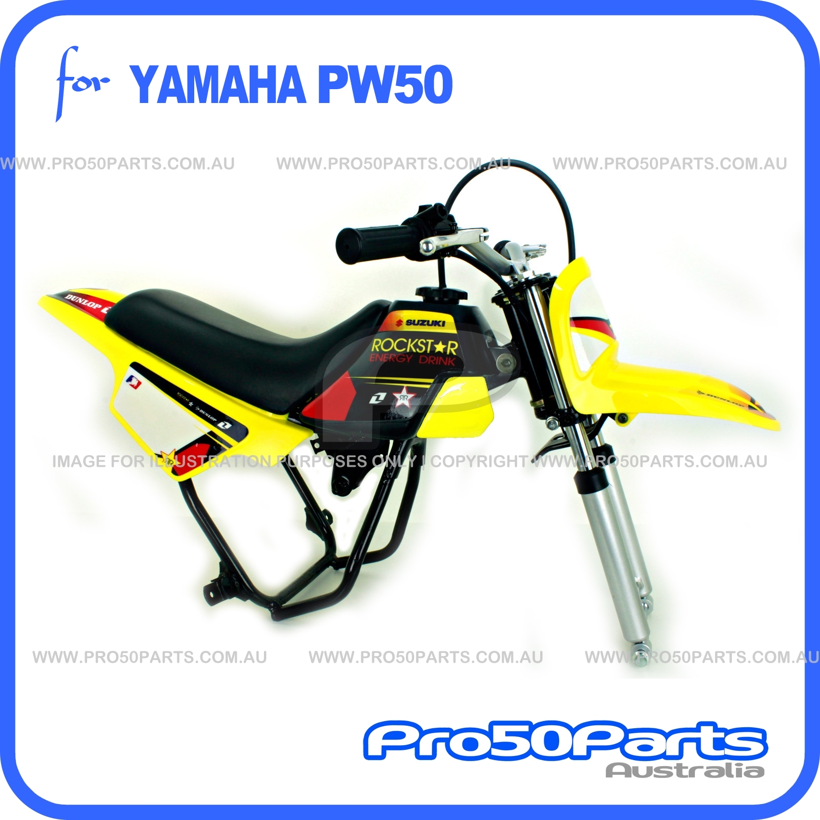 Yamaha PW50 - Sticker Decal Graphics Set A (Rockstar Yellow)