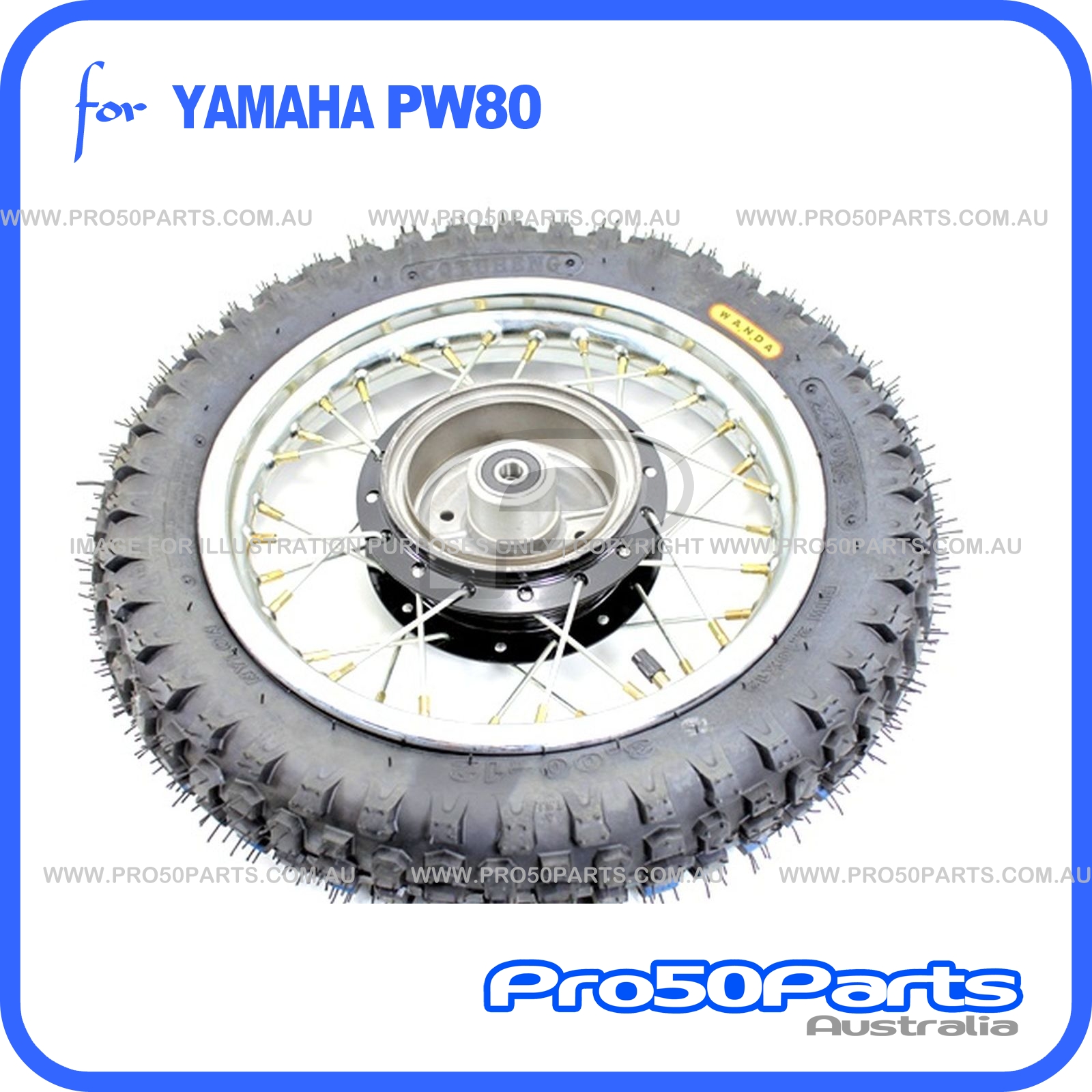 Yamaha PW80 Rear Wheel Comp, Tyre and Tube