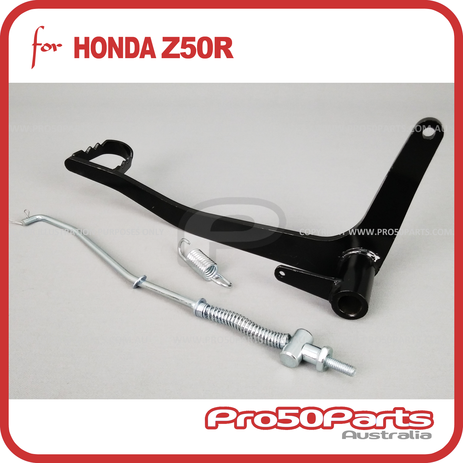 (Z50R) - REAR BRAKE PEDAL (BLACK, w/ BRAKE ROD, SPRING)