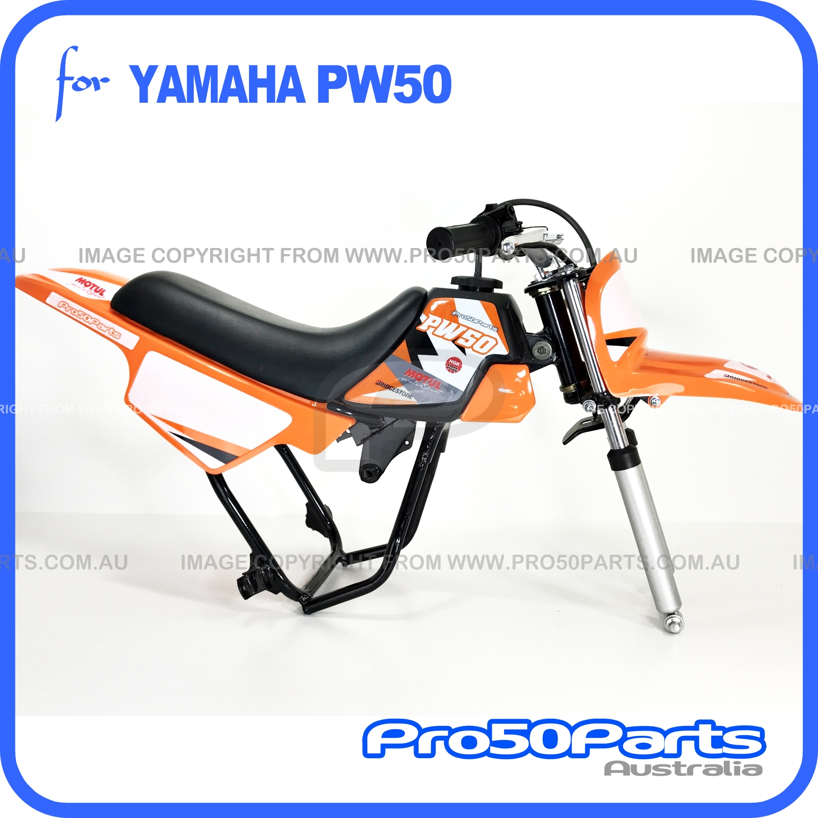 Yamaha PW50 - Sticker Decal Graphics Set A (Orange), Pro50parts Style