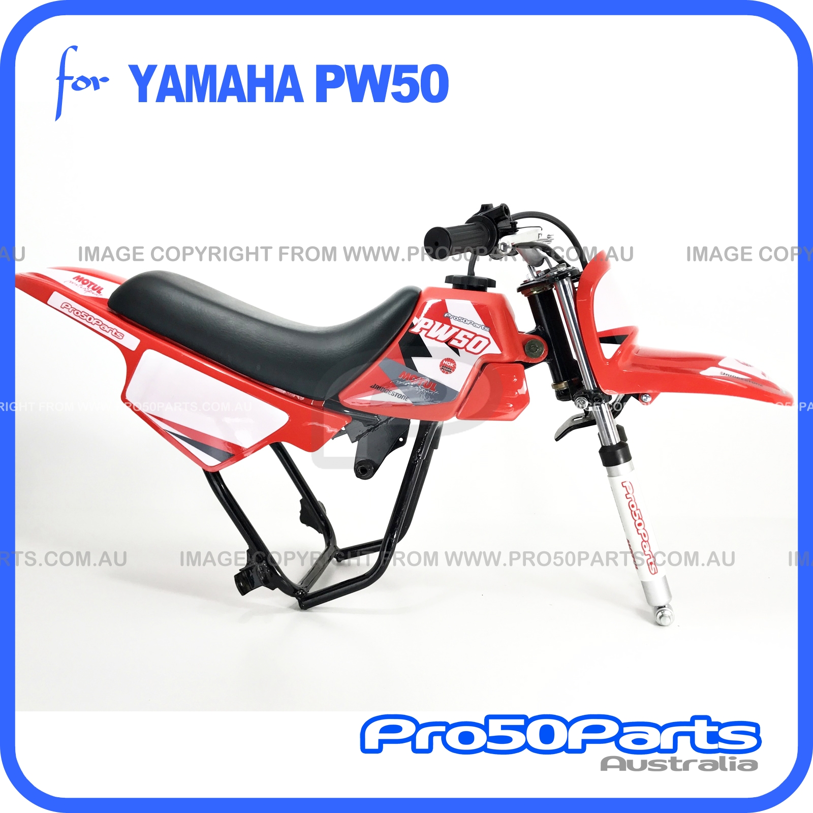 Yamaha PW50 - Sticker Decal Graphics Set A (Red), Pro50parts Style