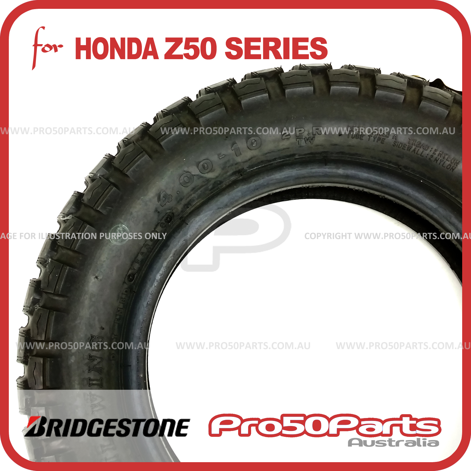 Bridgestone Tyre - 4.00-10", TRAIL WING 42, 49J-TT